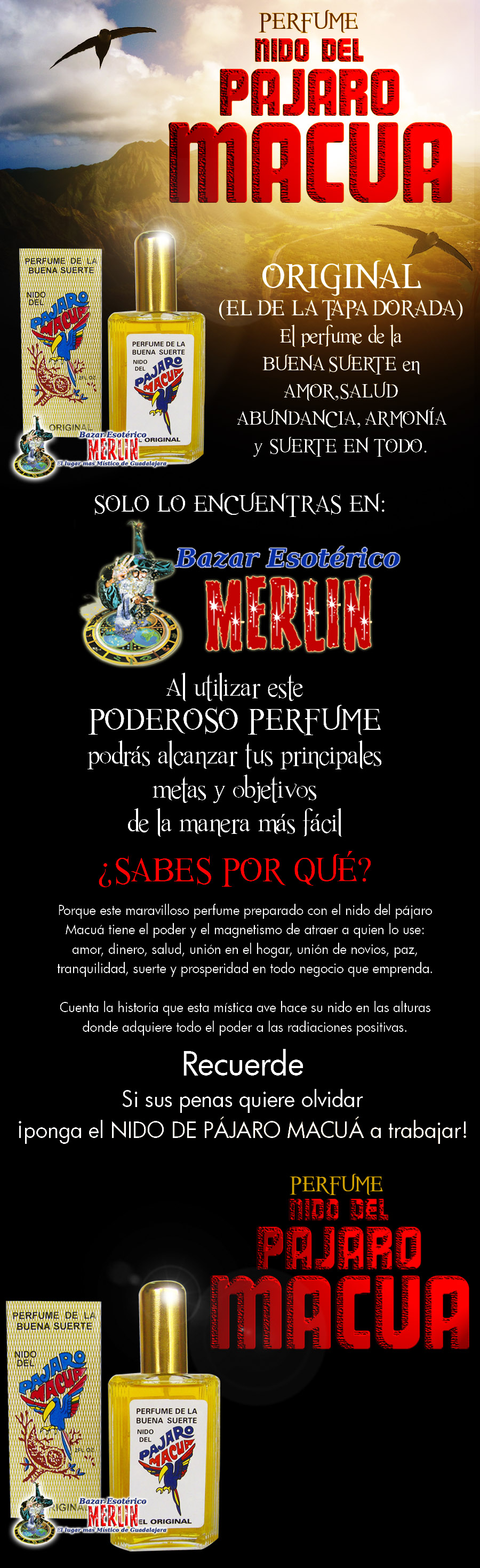 Pajaro Macua - Perfume Original Del Éxito Y La Buena Suerte CON ENVÍO A ...