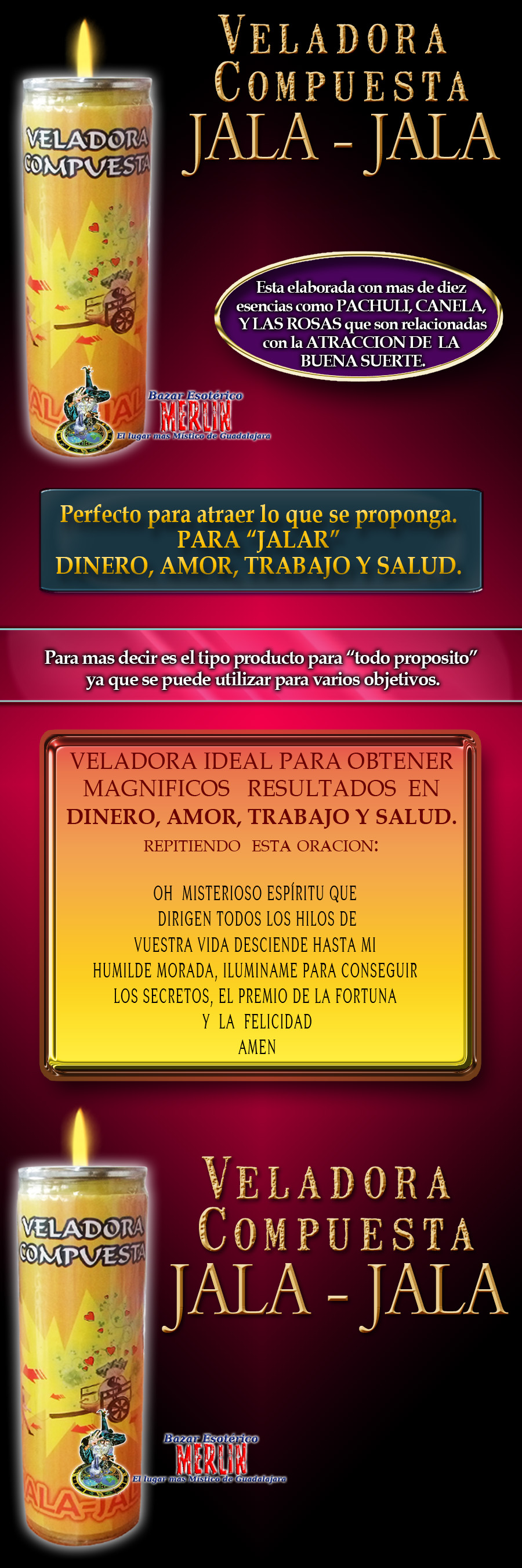 Veladora Jala Jala - Para Jalar Dinero, Amor Y Trabajo CON ENVÍO A TODO ...