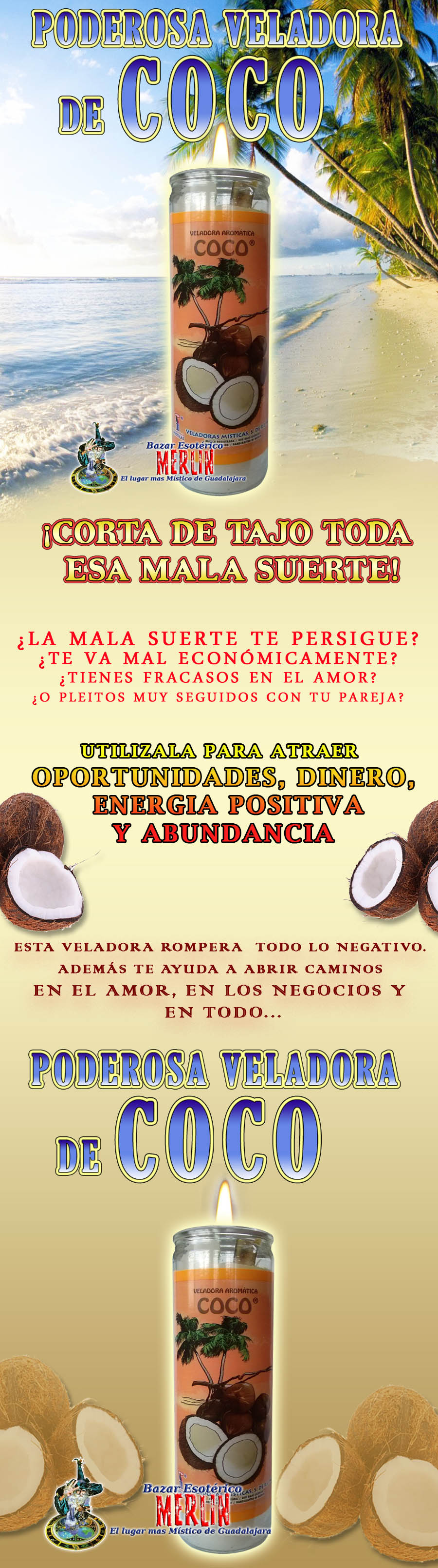 Veladora De Coco - Abre Caminos Y Quita Mala Suerte CON ENVÍO A TODO ...